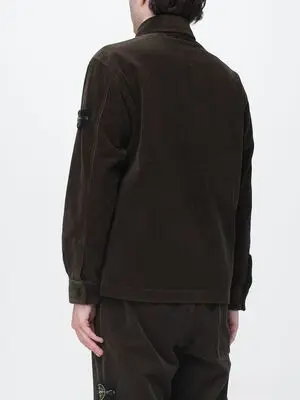 Stone Island Velvet Shirt Jacket With Compass Logo - Grey