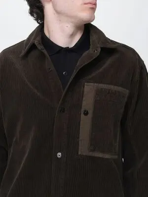 Stone Island Velvet Shirt Jacket With Compass Logo - Grey