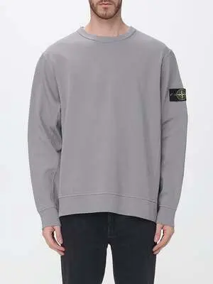 Stone Island Compass Logo Patch Cotton Crewneck Sweatshirt - Grey 1
