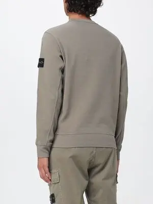 Stone Island Compass Logo Patch Cotton Crewneck Sweatshirt - Military