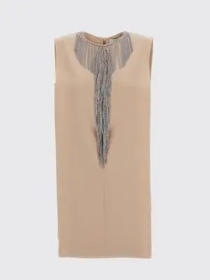 Sportmax Cady Sheath Mini Dress With Jewel Collar And Rhinestones - Beige