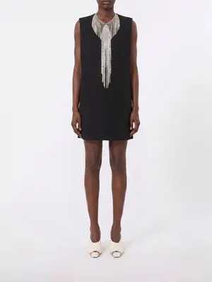Sportmax Cady Sheath Mini Dress With Jewel Collar And Rhinestones