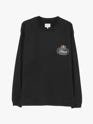 Rhude Crew Neck Logo T-shirt In 100% Cotton, Made In Usa - Nero