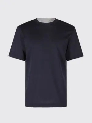 Eleventy Cotton Crew-neck T-shirt With Contrast Trims - Grey