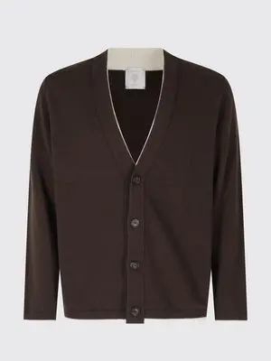 Eleventy V-neck Wool And Cashmere Blend Cardigan With Contrast Trims