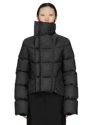 Rick Owens High-neck Zip-up Down Jacket With Ribbed Cuffs - Nero