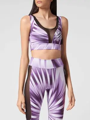 PLEIN SPORT Cropped Graphic Print Sports Top - Lilac