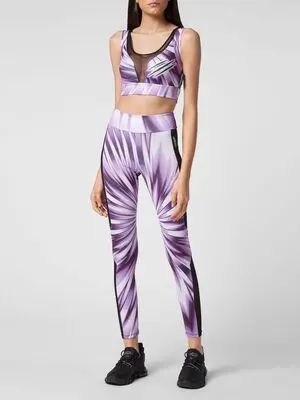 PLEIN SPORT Cropped Graphic Print Sports Top - Lilac