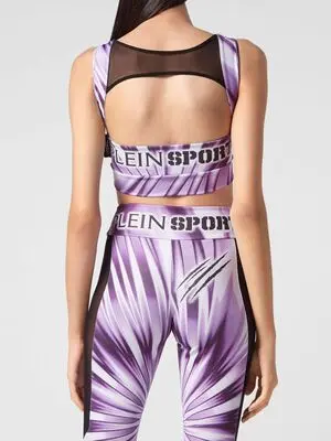 PLEIN SPORT Cropped Graphic Print Sports Top - Lilac