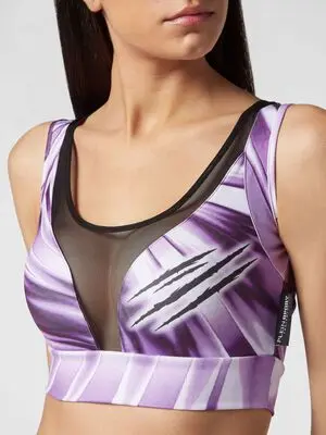 PLEIN SPORT Cropped Graphic Print Sports Top - Lilac
