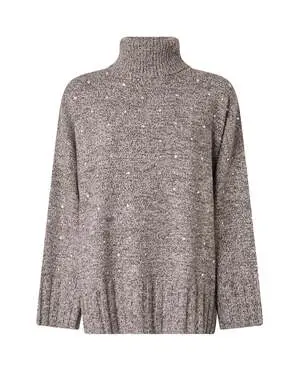 Pinko Embellished Turtleneck Knit Sweater - Mult.bianco/grigio