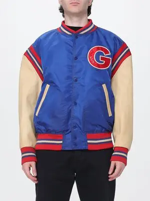 GOLDEN GOOSE College-style Nylon Bomber Jacket With Contrasting Logo - Navy