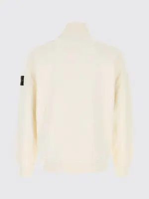 Stone Island Half-zip Cotton Turtleneck Sweatshirt With Compass Logo Patch - White