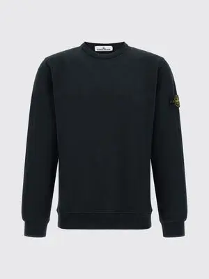 Stone Island Crewneck Jumper In Cotton Jersey With Compass Logo Patch - Blue 1