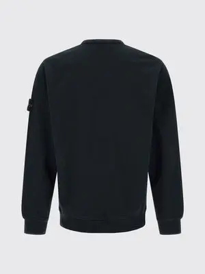 Stone Island Crewneck Jumper In Cotton Jersey With Compass Logo Patch - Blue 1