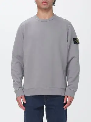 Stone Island Crewneck Jumper In Cotton Jersey With Compass Logo Patch Grey 1