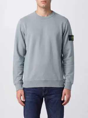 Stone Island Crewneck Jumper In Cotton Jersey With Compass Logo Patch - Grey