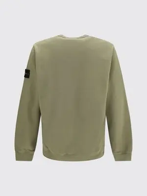 Stone Island Crewneck Jumper In Cotton Jersey With Compass Logo Patch - Military