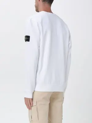 Stone Island Crewneck Jumper In Cotton Jersey With Compass Logo Patch - White