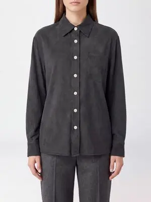 Pinko Cupro And Viscose Twill Shirt With Dropped Shoulders Black