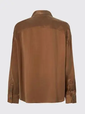 Pinko Cupro And Viscose Twill Shirt With Dropped Shoulders - Brown