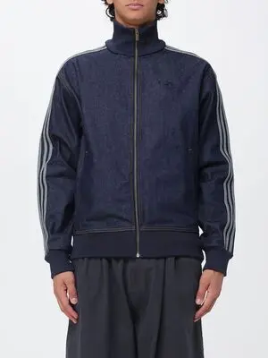ADIDAS ORIGINALS Cotton Denim Zip-up Sweatshirt With Turtleneck And 3-stripes Logo