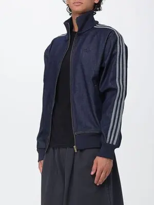 ADIDAS ORIGINALS Cotton Denim Zip-up Sweatshirt With Turtleneck And 3-stripes Logo