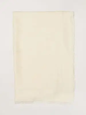 Elisabetta Franchi Modal And Viscose Scarf With Jacquard Logo And Fringed Edges White