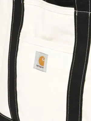 Carhartt Work In Progress Large Cotton Canvas Tote Bag With Applied Logo And Zip Closure