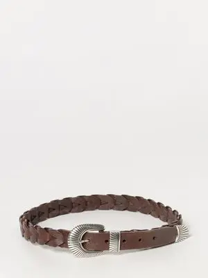 GOLDEN GOOSE Juno Woven Calfskin Leather Belt - Brown