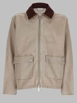 Drole De Monsieur Cotton Zip-up Jacket With Corduroy Collar