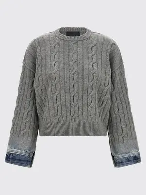 HAIKURE Cable Knit Sweater With Denim Cuffs