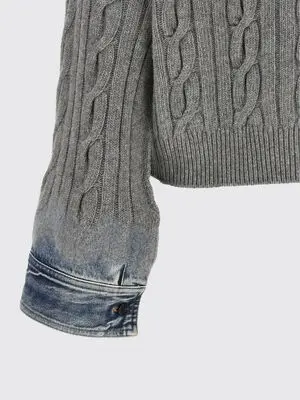 HAIKURE Cable Knit Sweater With Denim Cuffs