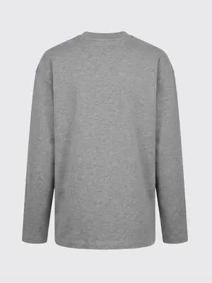 JIL SANDER Long-sleeved Cotton T-shirt With Contrast Logo - Smoke Grey