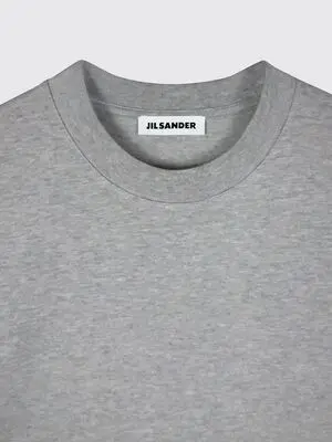 JIL SANDER Long-sleeved Cotton T-shirt With Contrast Logo - Smoke Grey