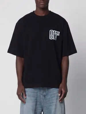 Off-White Relaxed Fit Cotton T-shirt With Back Arrow Logo Print - Black
