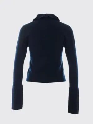 Chloé Slim Fit Wool Polo Cardigan With Contrasting Logo - Blue