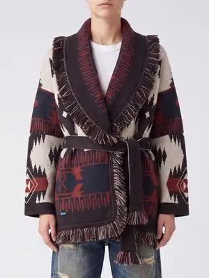 Alanui Cashmere Cardigan With Ethnic Pattern And Fringes - Brown