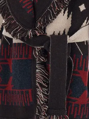 Alanui Cashmere Cardigan With Ethnic Pattern And Fringes - Brown