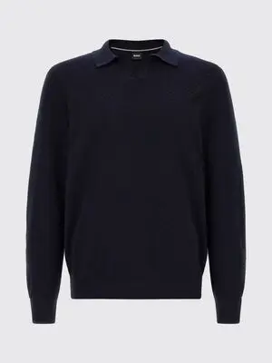 BOSS Textured Knit Polo Shirt - Blue