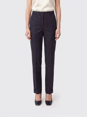 SEMICOUTURE High-waisted Striped Wool-blend Skinny Trousers - Blue