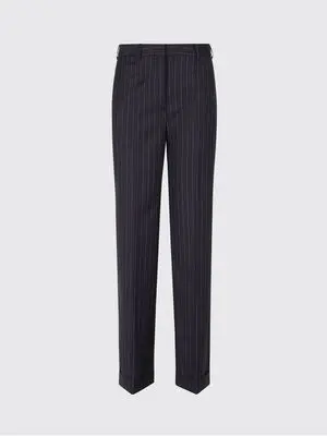 SEMICOUTURE High-waisted Striped Wool-blend Skinny Trousers - Blue