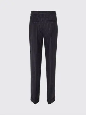 SEMICOUTURE High-waisted Striped Wool-blend Skinny Trousers - Blue