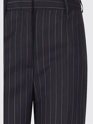 SEMICOUTURE High-waisted Striped Wool-blend Skinny Trousers - Blue