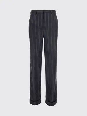 SEMICOUTURE High-waisted Striped Wool-blend Trousers
