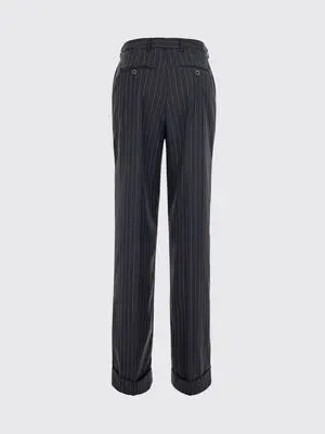 SEMICOUTURE High-waisted Striped Wool-blend Trousers