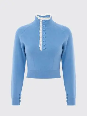 Chloé Cropped Slim Fit Wool Jumper With Ruffles And Embroidery