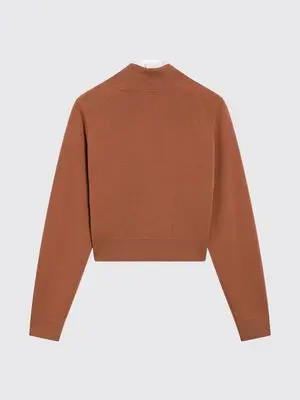 Chloé Cropped Slim Fit Wool Jumper With Ruffles And Embroidery - Brown