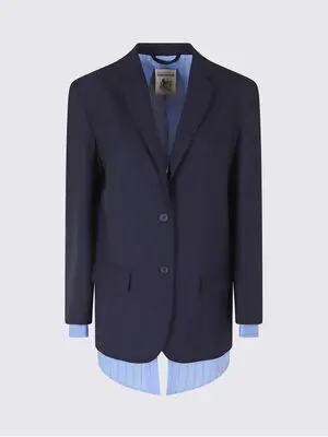 SEMICOUTURE Single-breasted Wool-blend Blazer With Shirt Inserts At The Hem