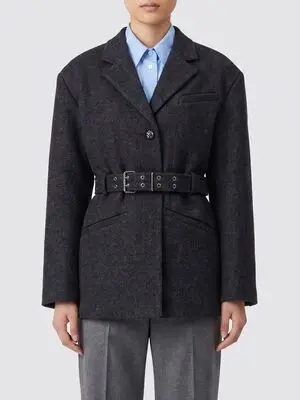 GANNI Short Single-breasted Belted Wool And Cashmere Coat